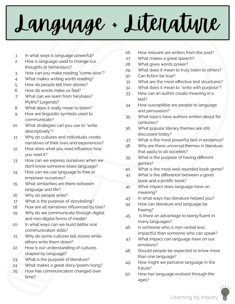 50 Thought-Provoking Questions About Language and Literature - Learning ...