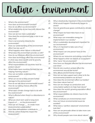 50 Amazing Nature and Environment Inquiry Questions - Learning by Inquiry
