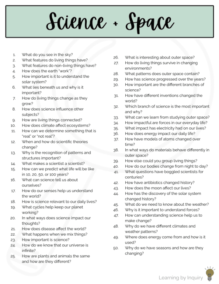 50 Out-Of-This-World Science and Space Questions for Inquiry Learning ...
