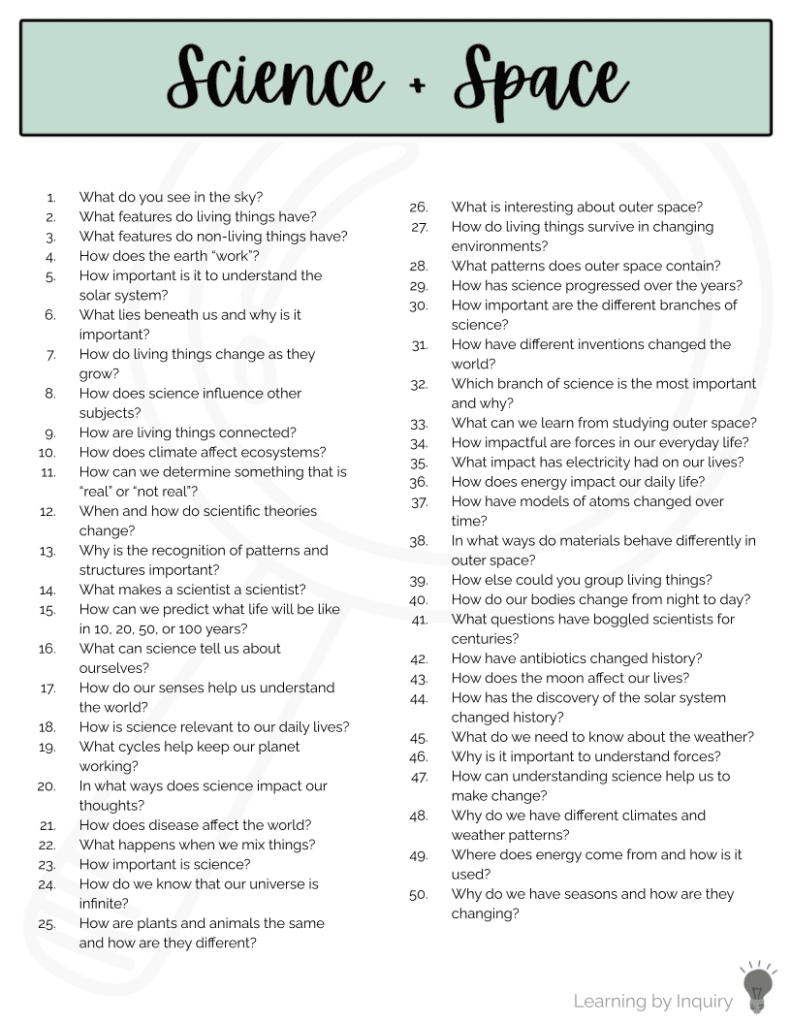 50 Out-Of-This-World Science and Space Questions for Inquiry Learning ...